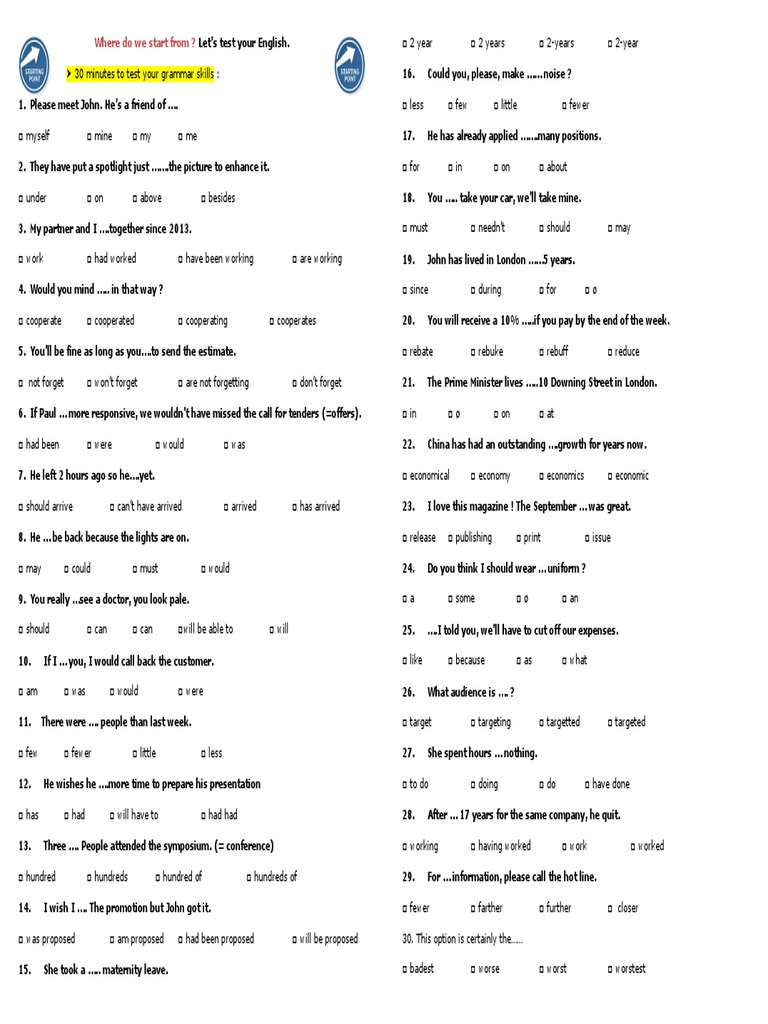 GRAMMAR SKILLS - Test | PDF | Economies | Business