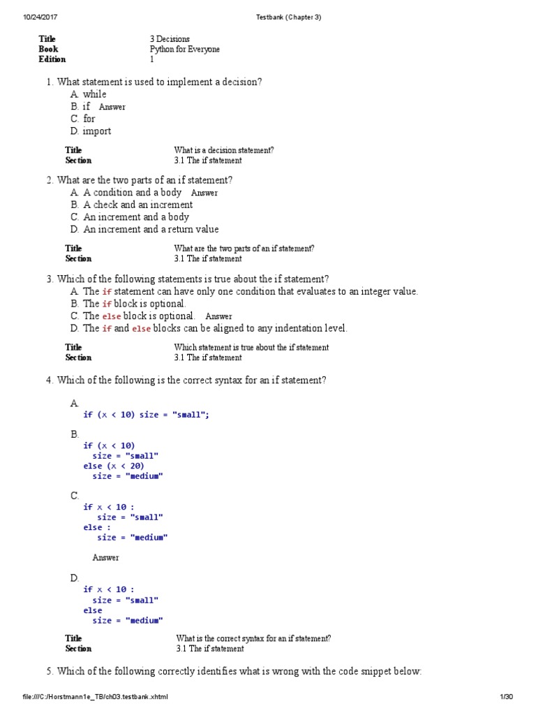 Testbank Chapter 3 | PDF | Boolean Data Type | Computer Programming