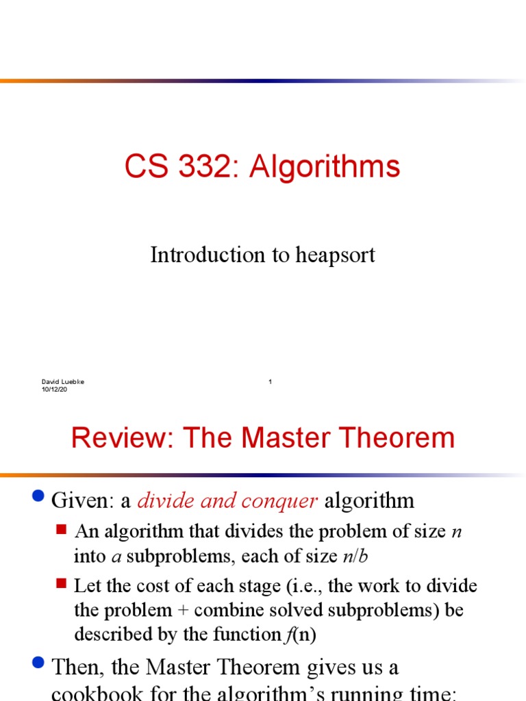 CS 332: Algorithms: Introduction To Heapsort | PDF | Algorithms And Data Structures ...