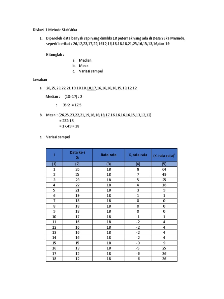 Dikusi 1 Metode Statistika | PDF