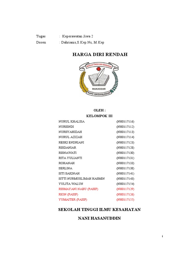 Harga Diri Rendah | PDF | Karier & Perkembangan | Pengembangan Diri