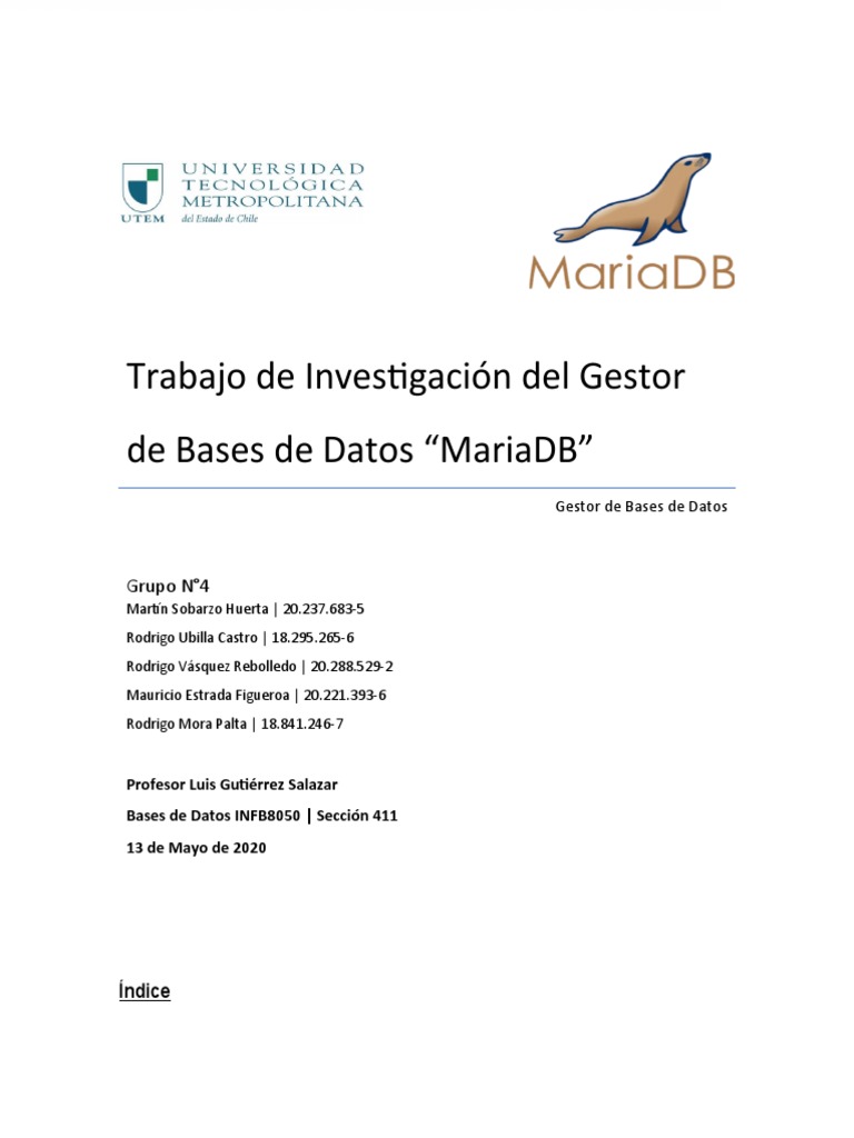 MariaDB Informe | PDF | Mi sql | Contenido libre