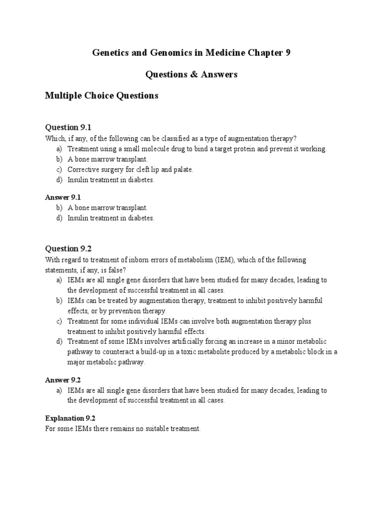 Genetics and Genomics in Medicine Chapter 9 Questions & Answers ...