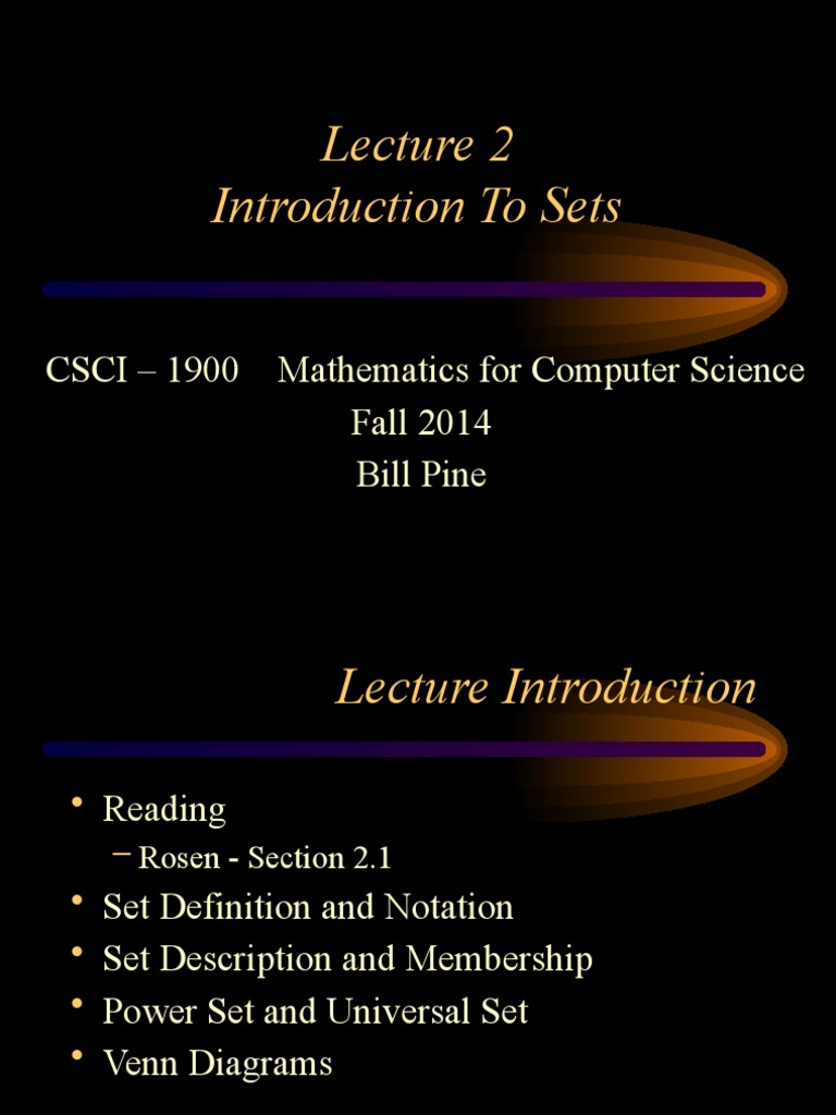 Lecture 2 - Introduction To S | PDF | Numbers | Set (Mathematics)