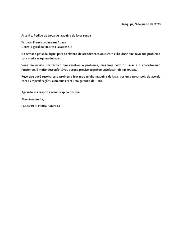 Carta de Reclamação | PDF