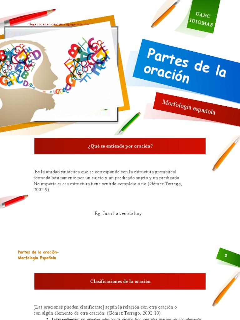 Partes de la Oración y Ejemplos | PDF | Verbo | Oración (Lingüística)