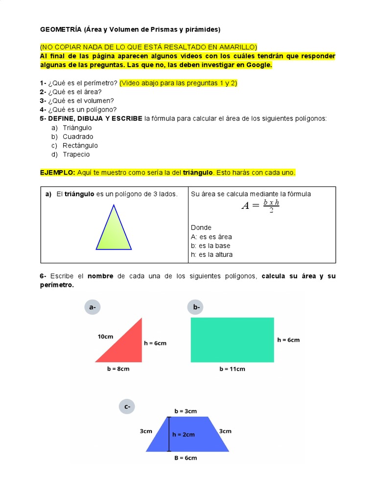 Práctica - Prismas y Pirámides | PDF | Métodos y materiales de enseñanza