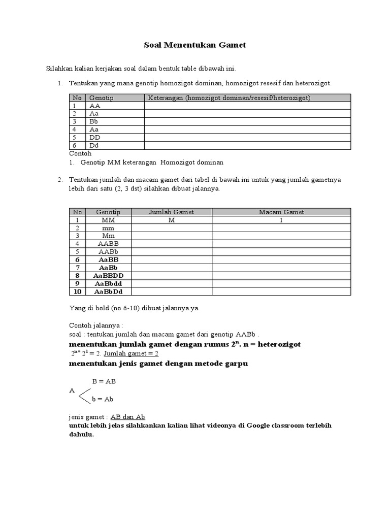 Menentukan Gamet dan Genotip | PDF