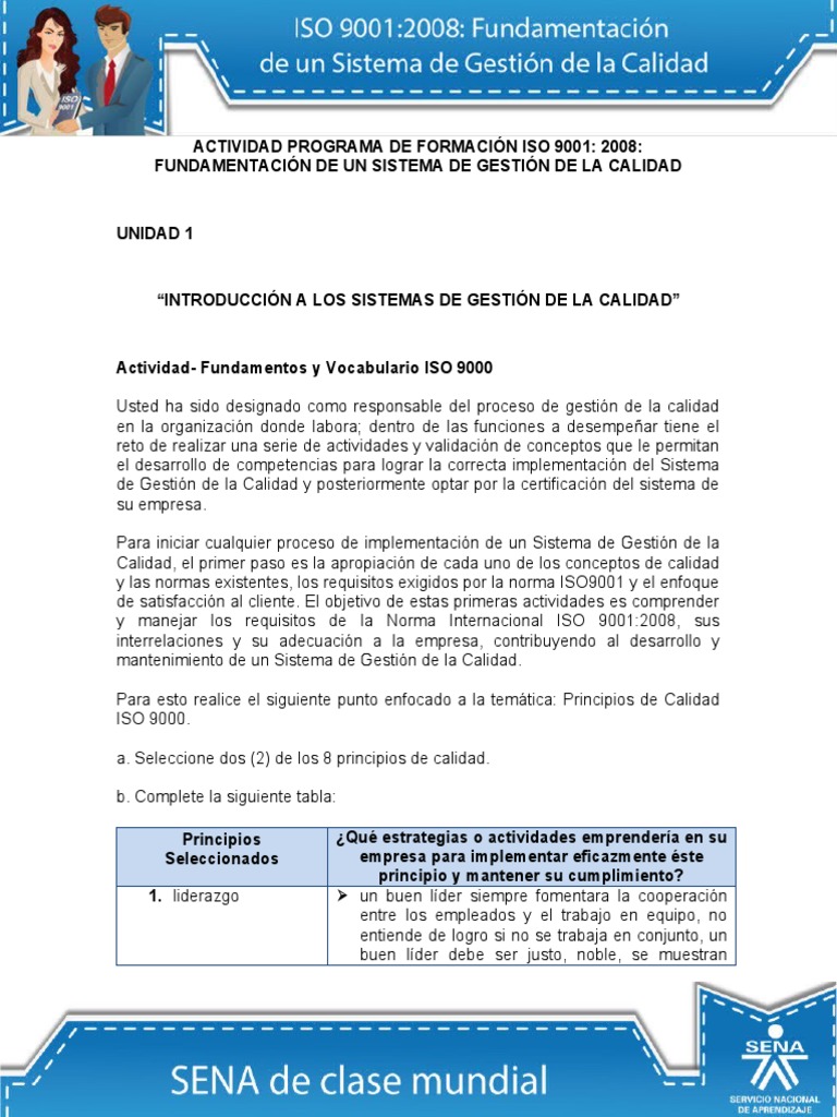 Fundamentos ISO 9001:2008 | PDF | Gestión de la calidad | Iso 9000