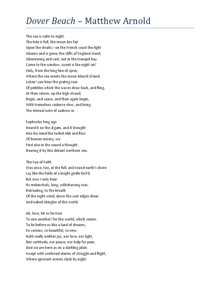 Dover Beach - Matthew Arnold | PDF