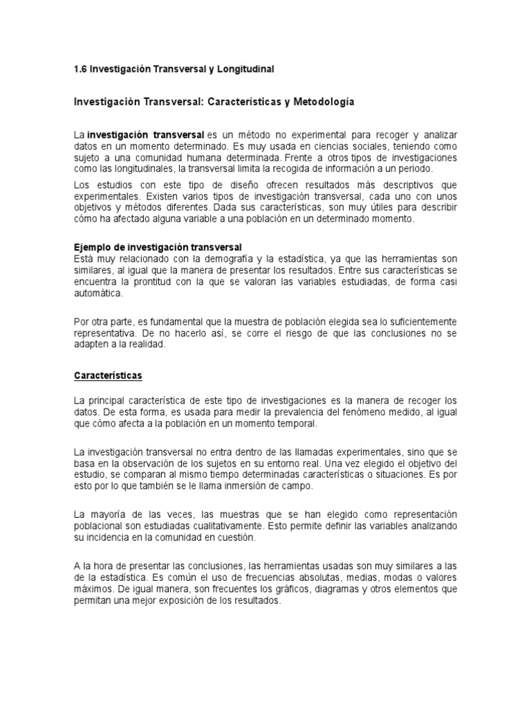 Investigación Transversal: Características y Metodología | PDF ...