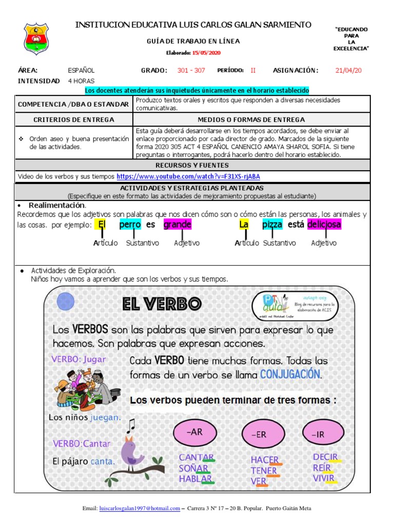 2020 301 Esp Act 4 El Verbo y Tiempos Verbales PDF | PDF | Idiomas