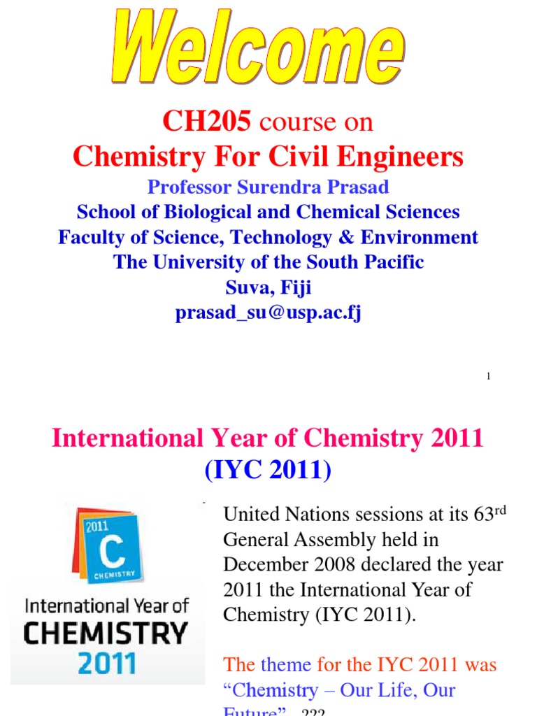 Chemistry For Civil Engineers Course | PDF | Atomic Orbital | Atoms