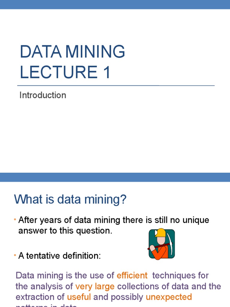 Datamining Lect1 | PDF | Sampling (Statistics) | Data Mining
