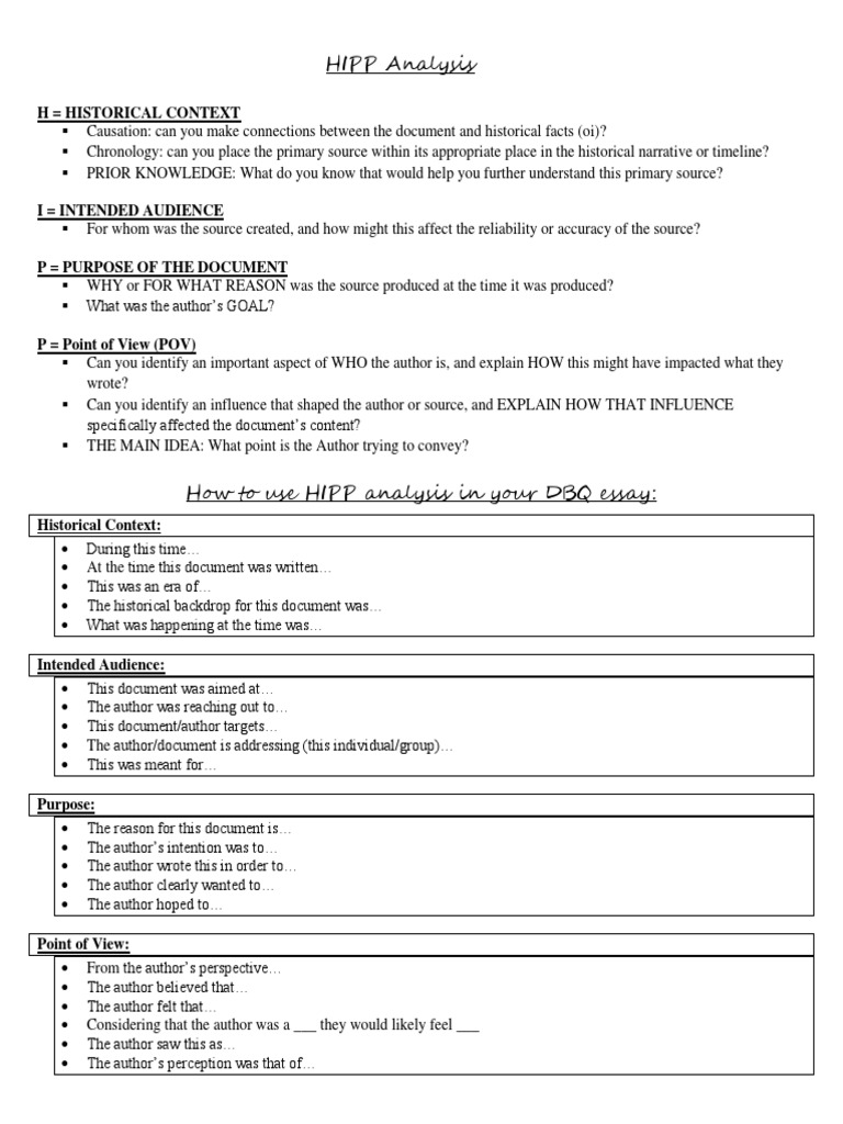 HIPP Analysis Guide for DBQs | PDF | Philosophy