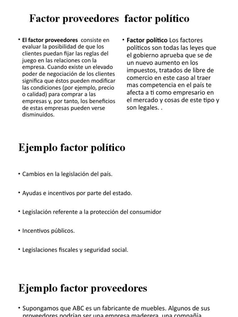 Factor Politico Factor Proveedores | PDF