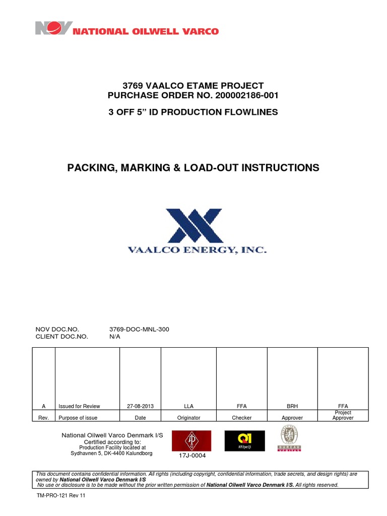 Packing, Marking & Load-Out Instructions | PDF | Pipe (Fluid Conveyance ...