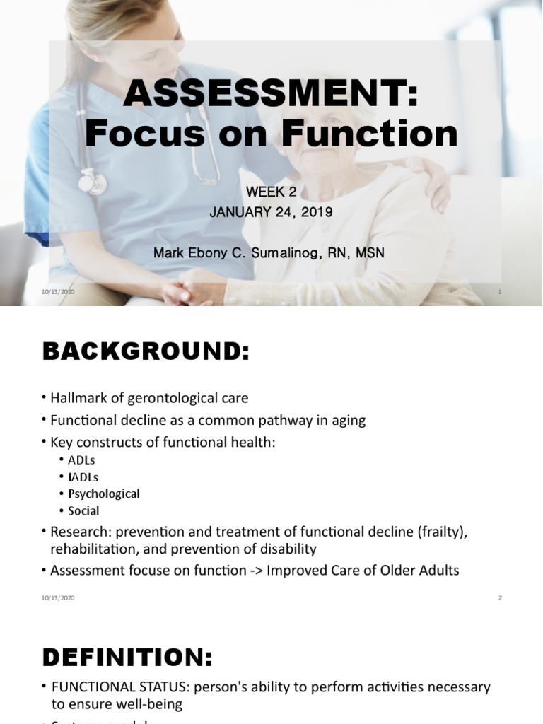 Assessment Focus On Function | PDF | Urinary Incontinence | Geriatrics