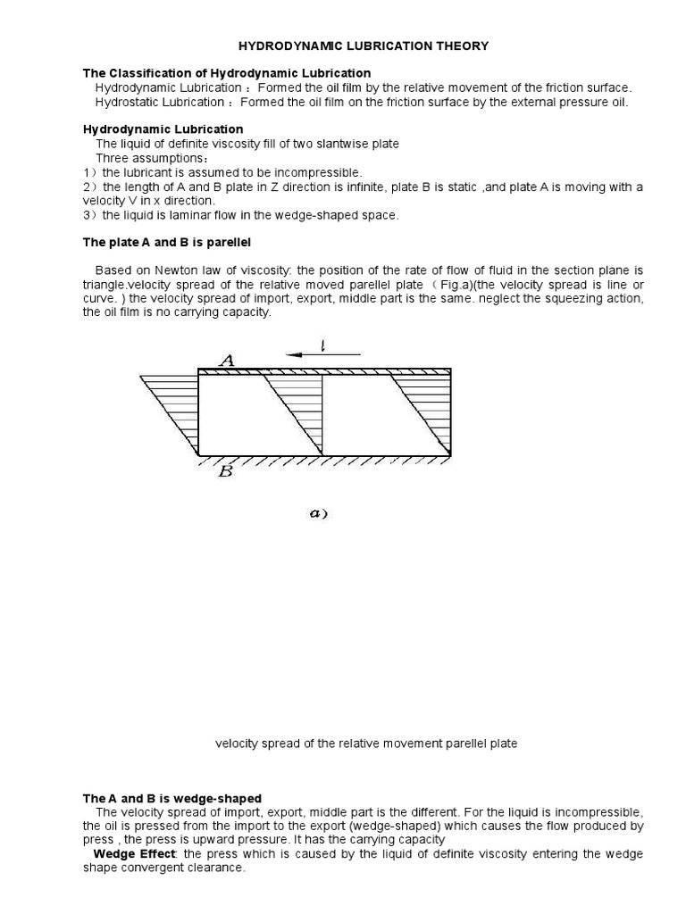 Hydrodynamic Lubrication Basics | PDF | Lubricant | Fluid Dynamics