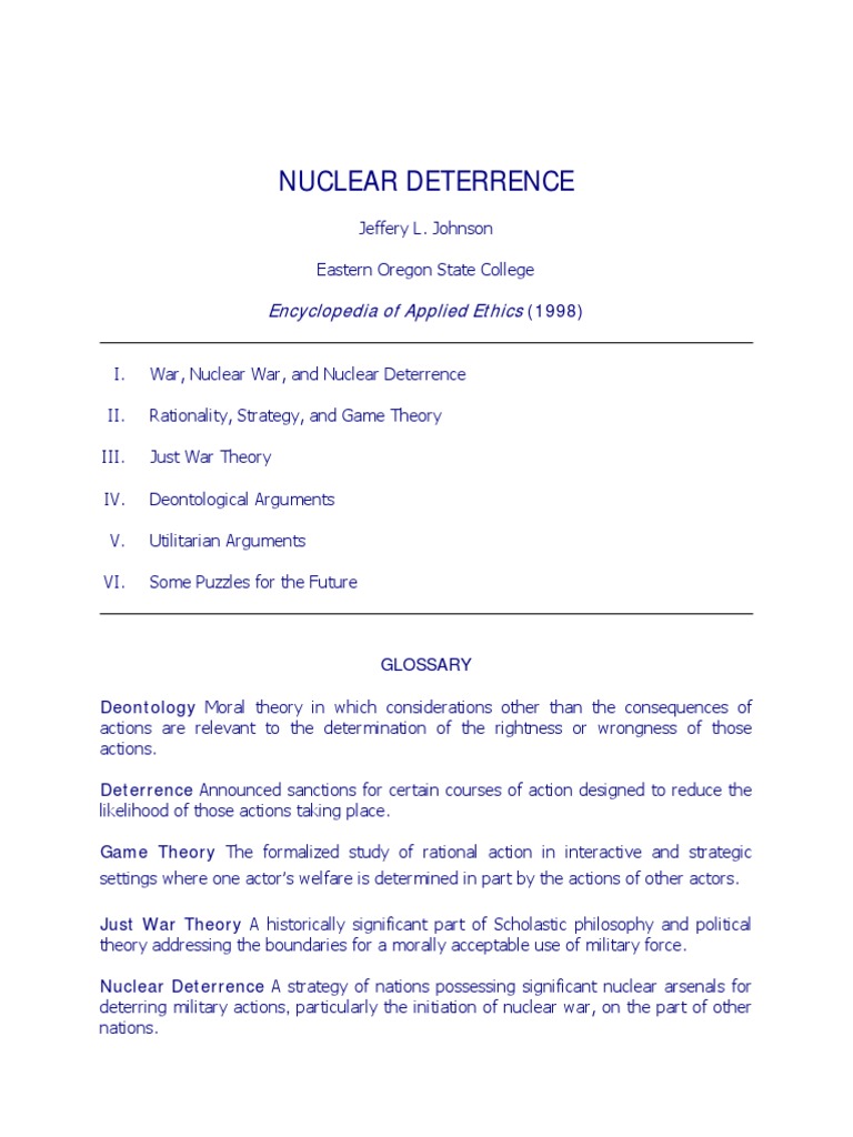 Nuclear Deterrence PDF | PDF | Deterrence Theory | Crime & Violence
