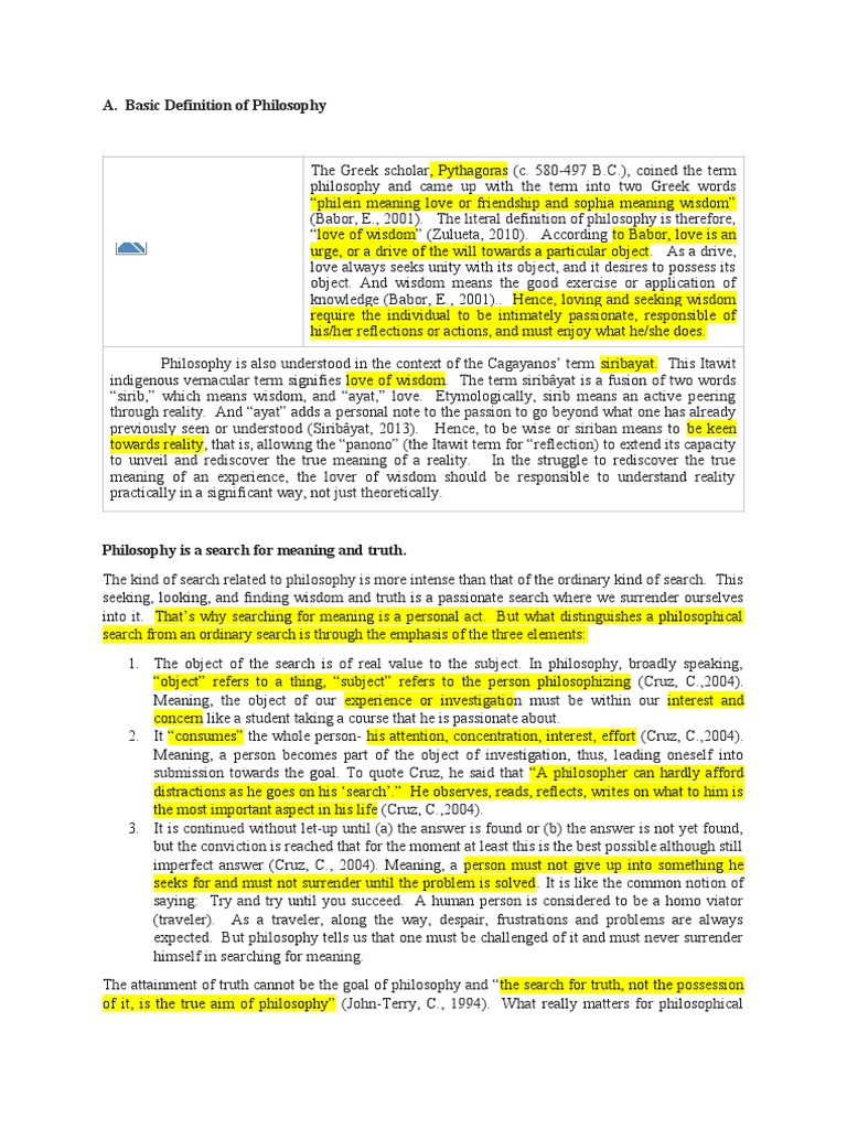 A. Basic Definition of Philosophy | PDF | Good And Evil | Morality