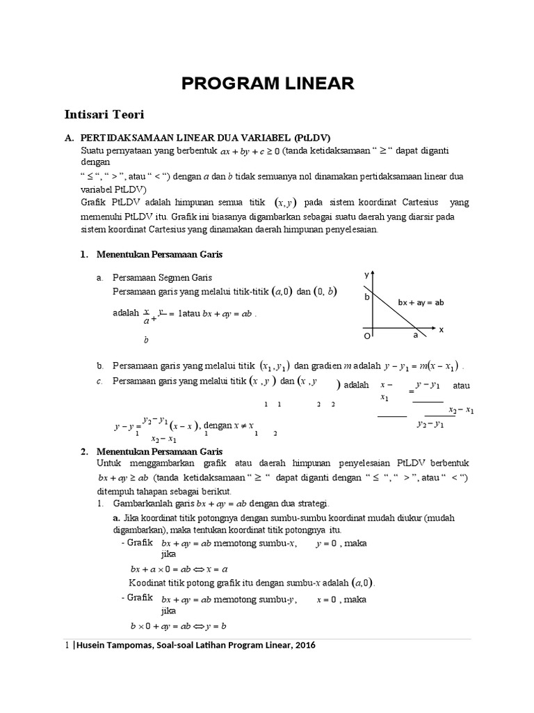 Panduan Program Linear dan PtLDV | PDF