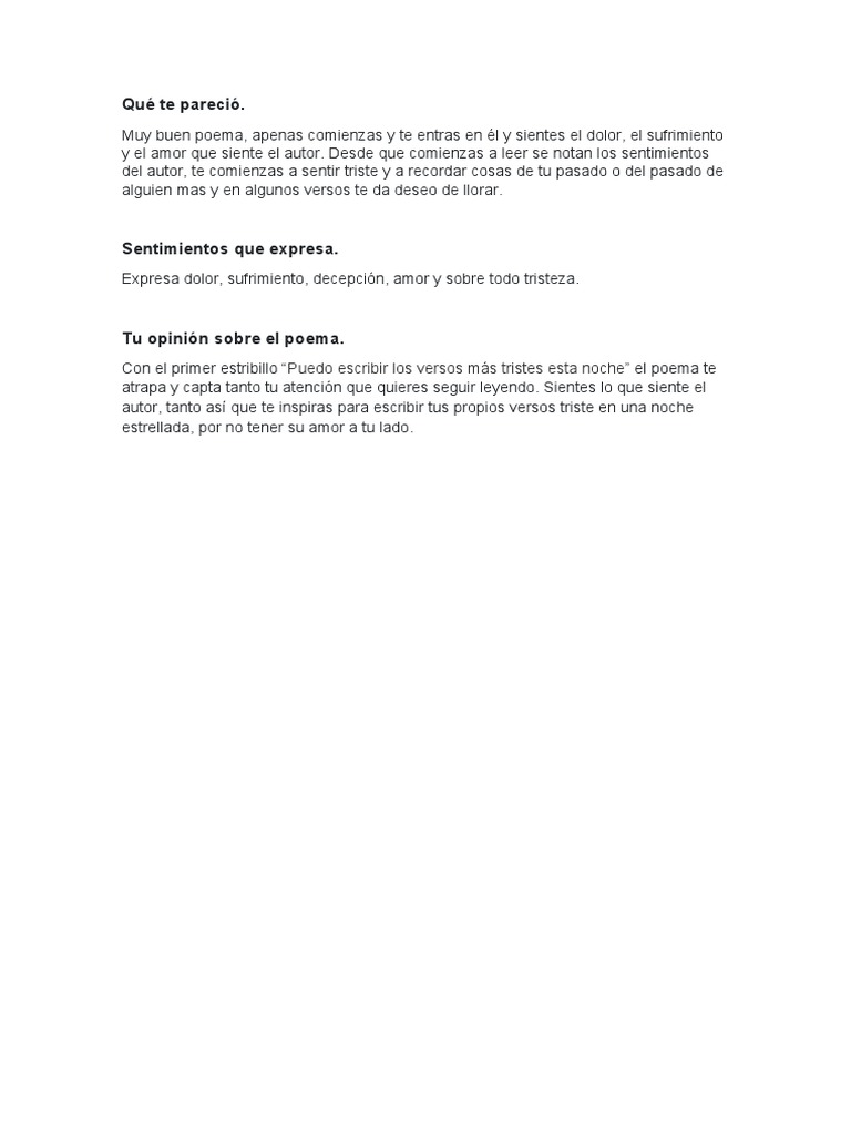 Analisis Del Poema 20 de Pablo Neruda | PDF