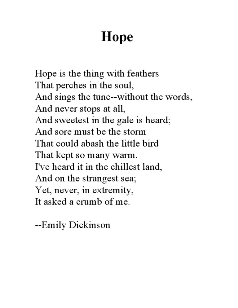 "Hope" by Emily Dickinson | PDF | Weather | Nature