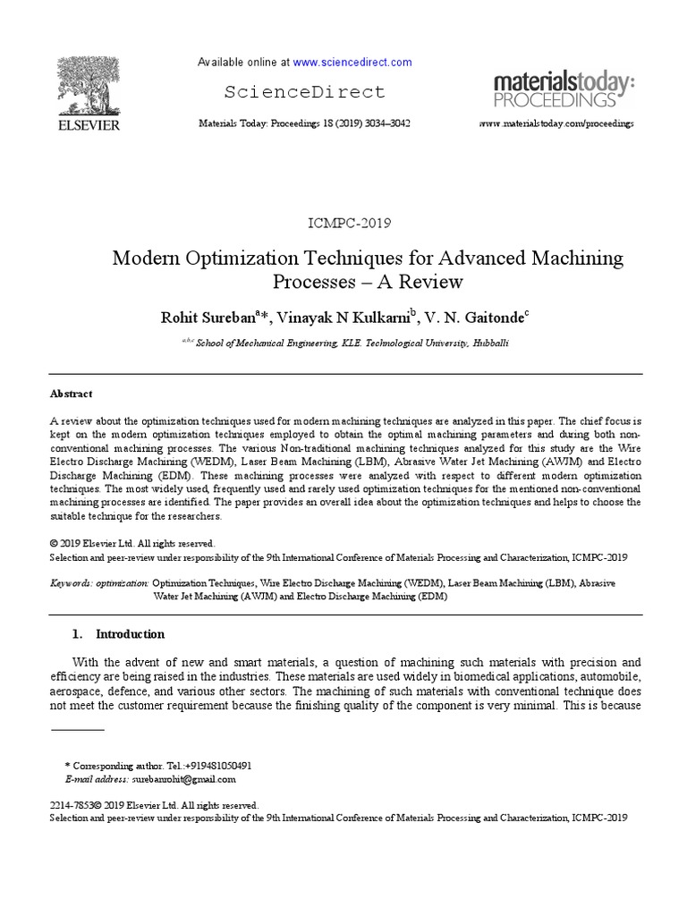 Modern Optimization Techniques For Advanced Machining | PDF | Machining ...