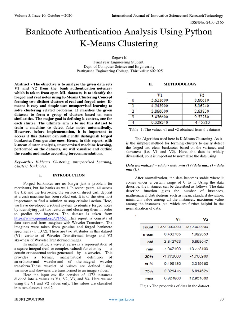 Banknote Authentication Analysis Using Python K-Means Clustering | PDF | Cluster Analysis ...