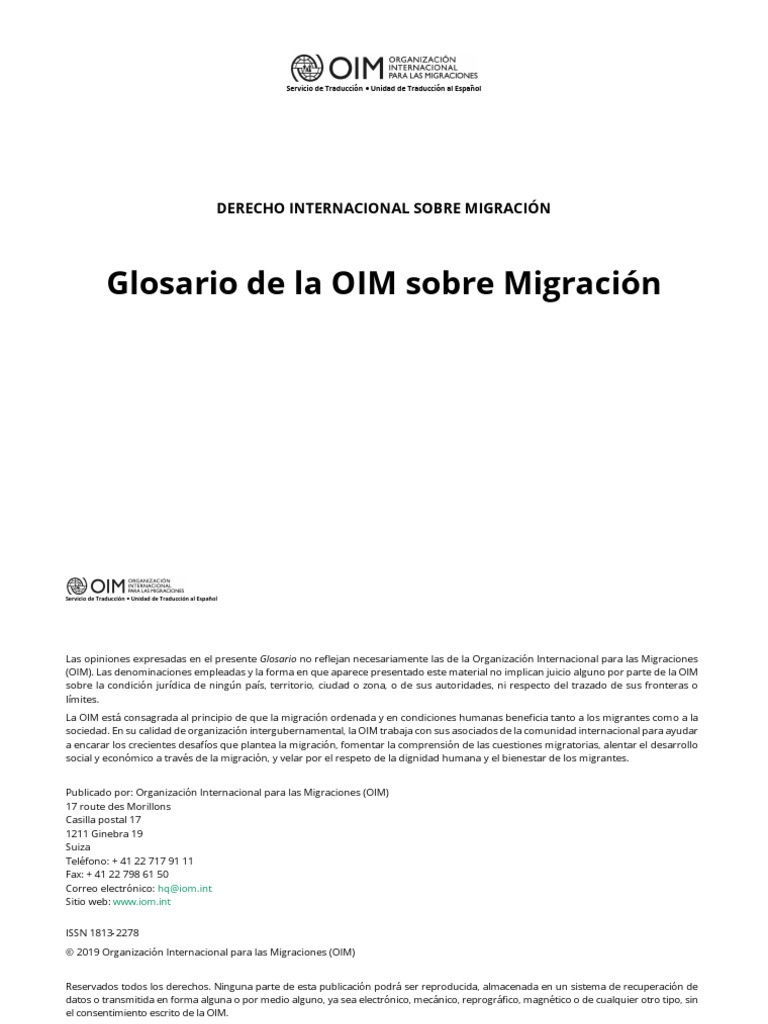 Glosario de La Oim Sobre Migracion PDF | PDF | Organización ...