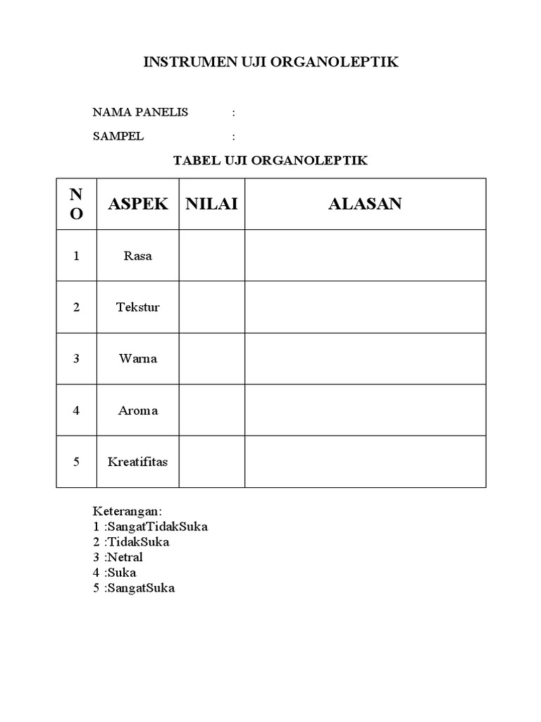 Instrumen Uji Organoleptik | PDF