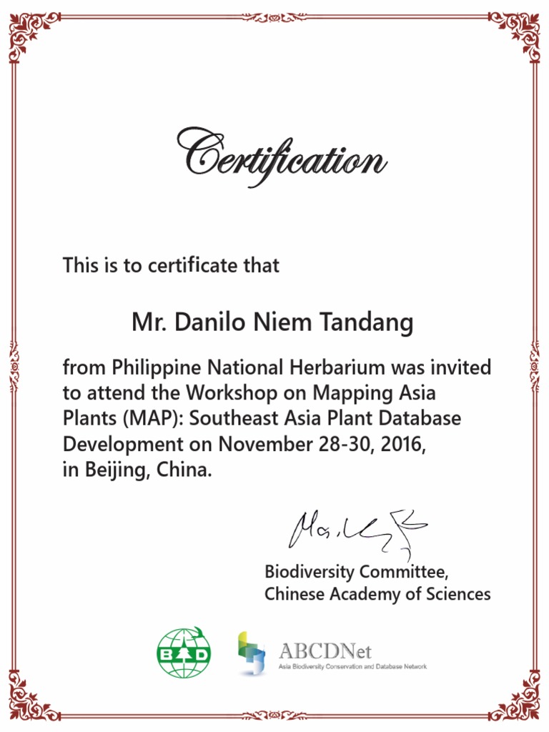 Certification: Mr. Danilo Niem Tandang | PDF | Science & Mathematics