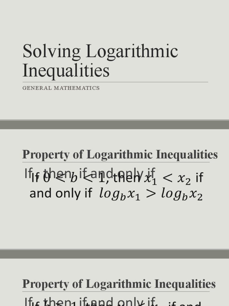Solving Logarithmic Inequalities: General Mathematics | PDF ...