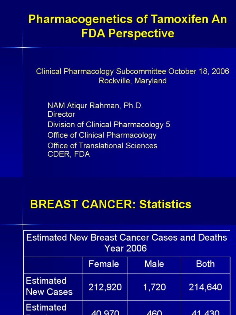 Pharmacogenetics of Tamoxifen An FDA Perspective | PDF | Breast Cancer ...