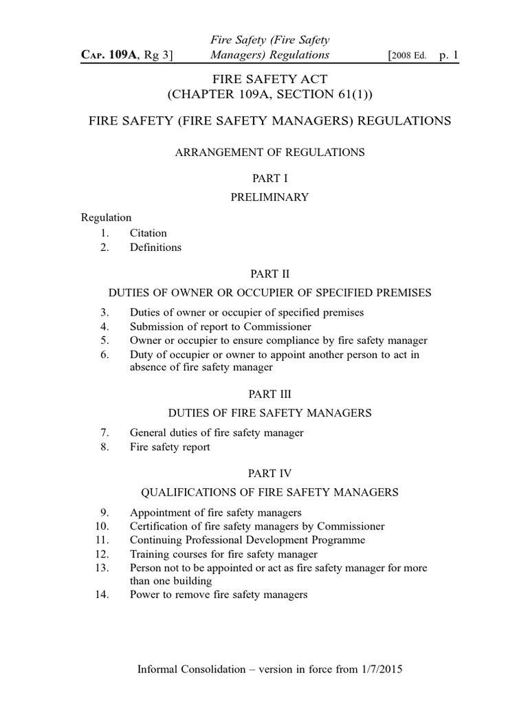Fire Safety Act (CHAPTER 109A, SECTION 61 (1) ) Fire Safety (Fire ...