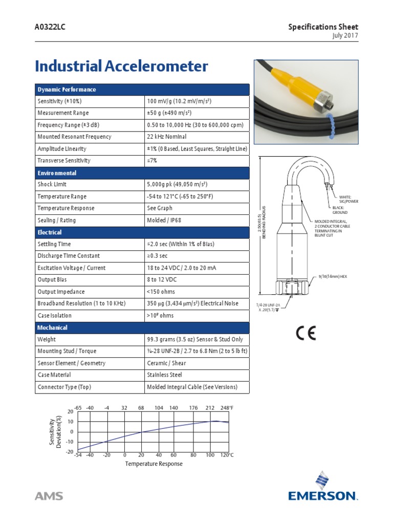 Specifications Sheet Industrial Accelerometer A0322lc Ams en 39608 PDF ...