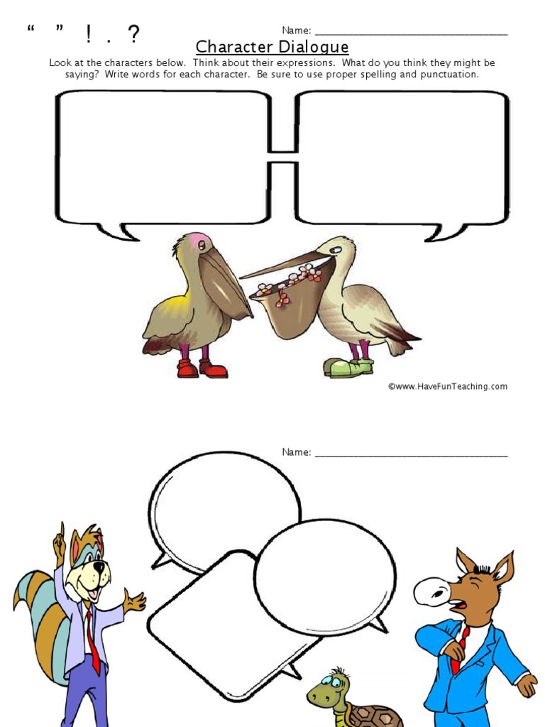 6character Dialogue Worksheet 2 | PDF | Language Arts & Discipline