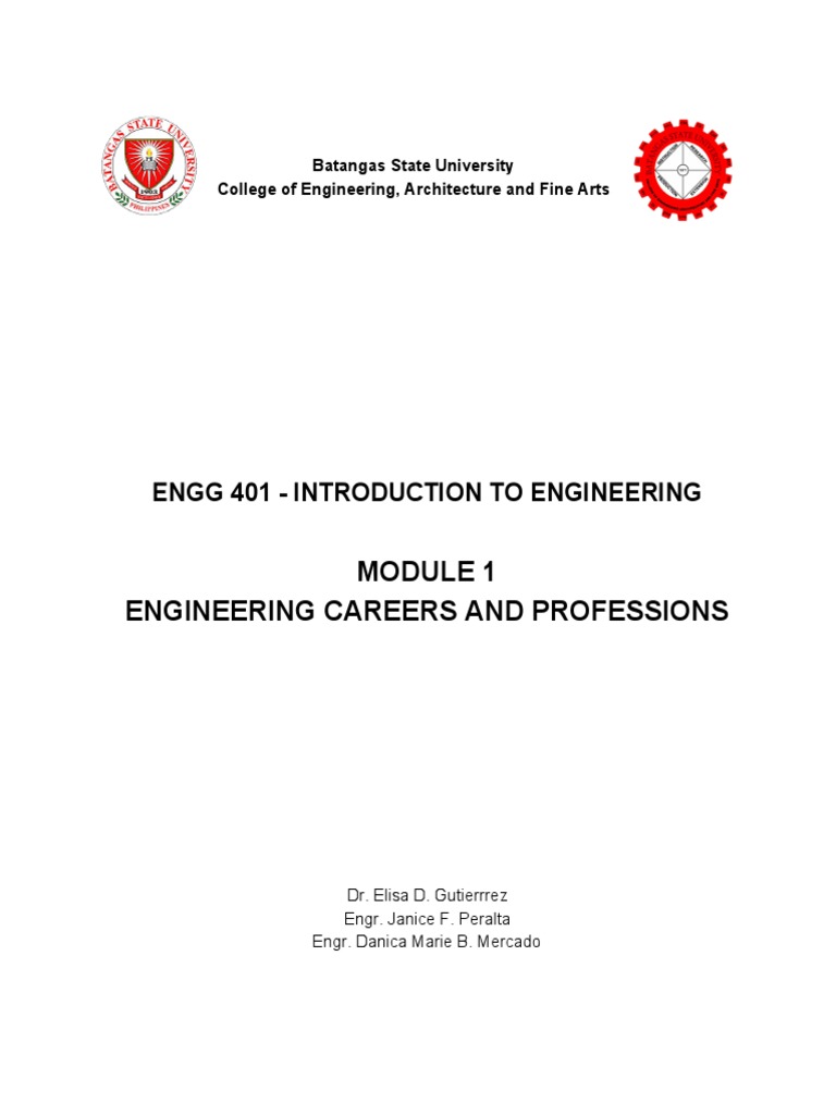 Engineering Careers and Professions: Engg 401 - Introduction To ...