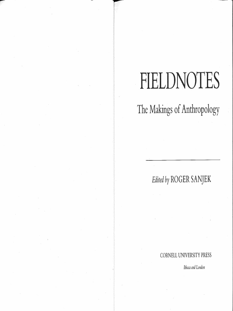 A Vocabulary For Fieldnotes. Roger Sanjek PDF | PDF