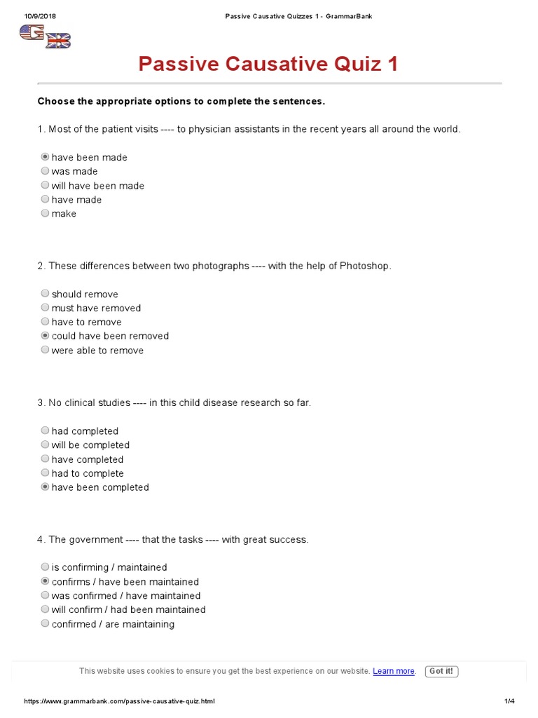 Passive Causative Quiz for Grammar Practice | PDF | Quiz | Health Sciences