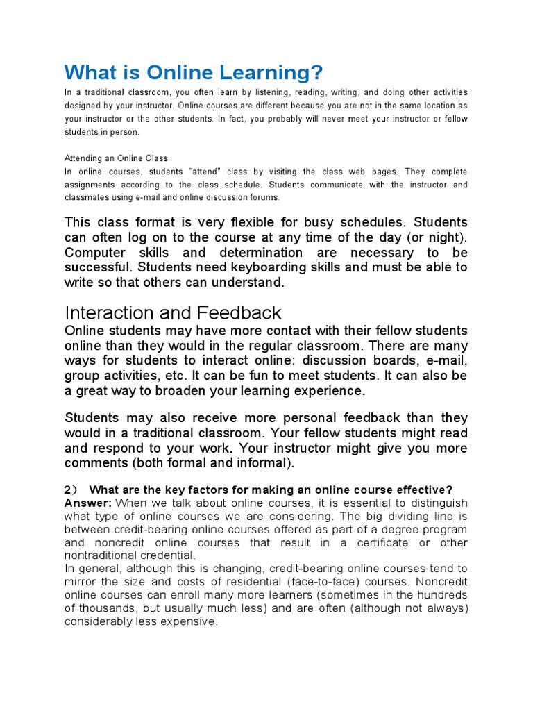 What Is Online Learning (Question) | PDF | Educational Technology ...