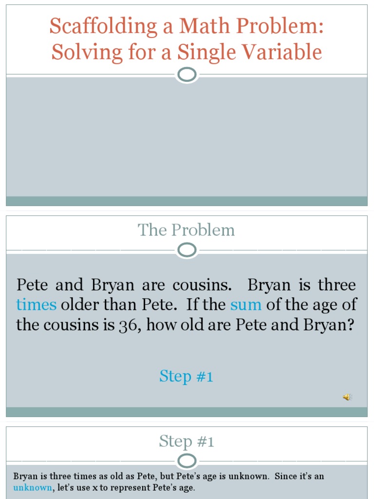 Scaffolding A Math Problem: Solving For A Single Variable | PDF ...
