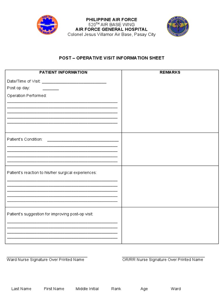 Post-Op Info Sheet | PDF