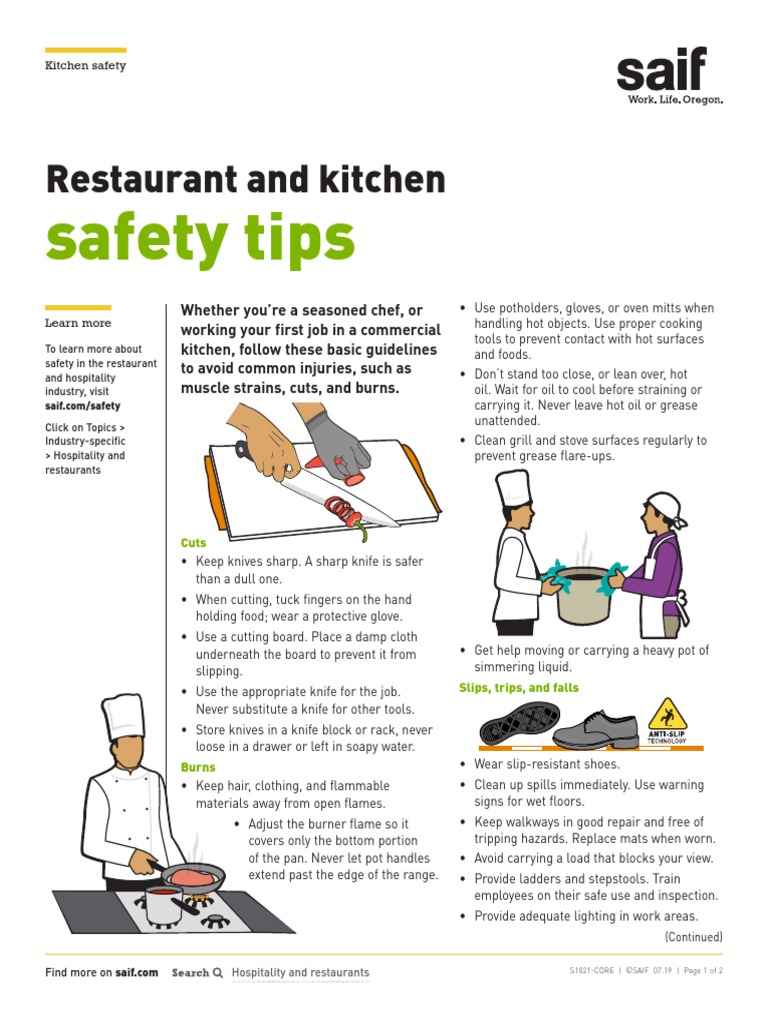 Safety Tips: Restaurant and Kitchen | Download Free PDF | Knife | Kitchen