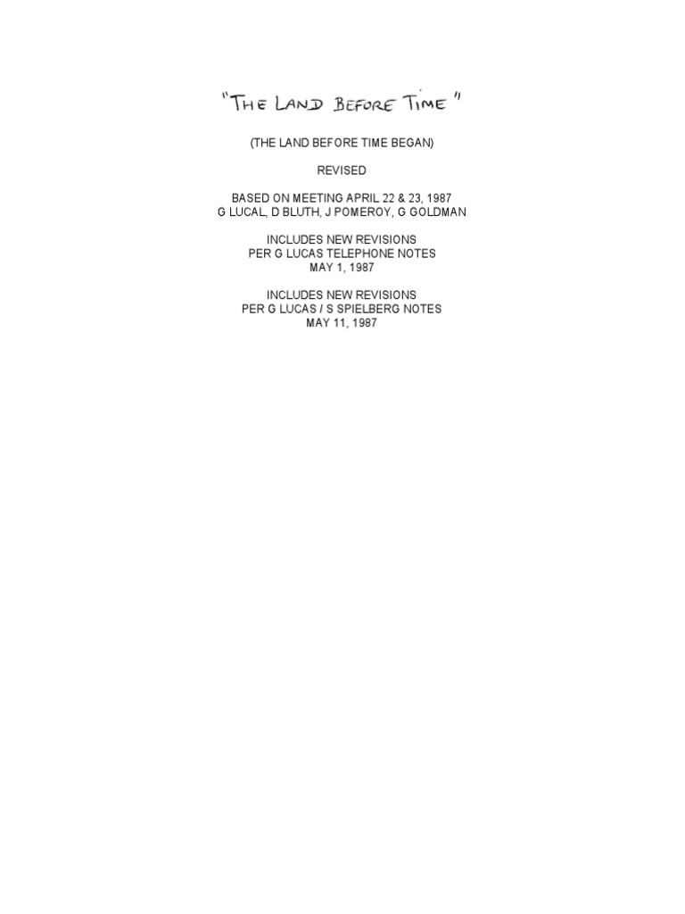 Original Land Before Time 1987 Movie Script | PDF | Nature