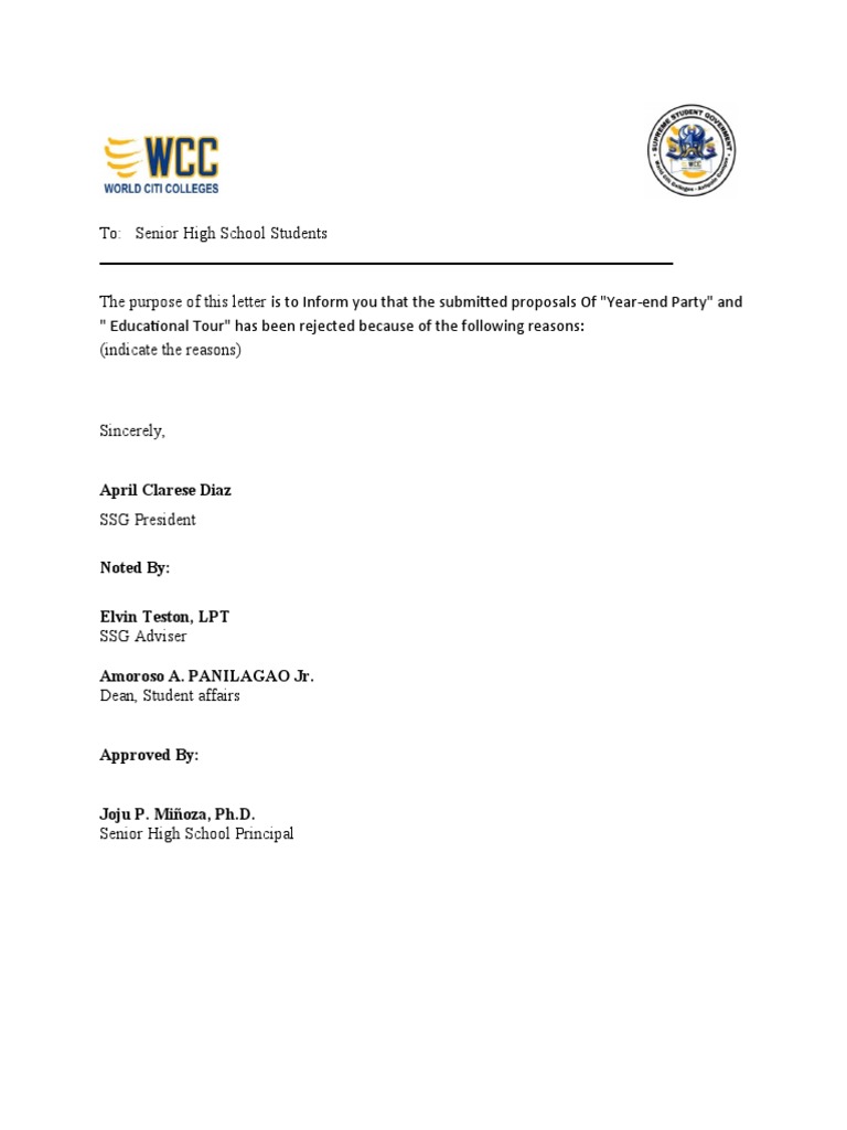 Letter For SHS | PDF