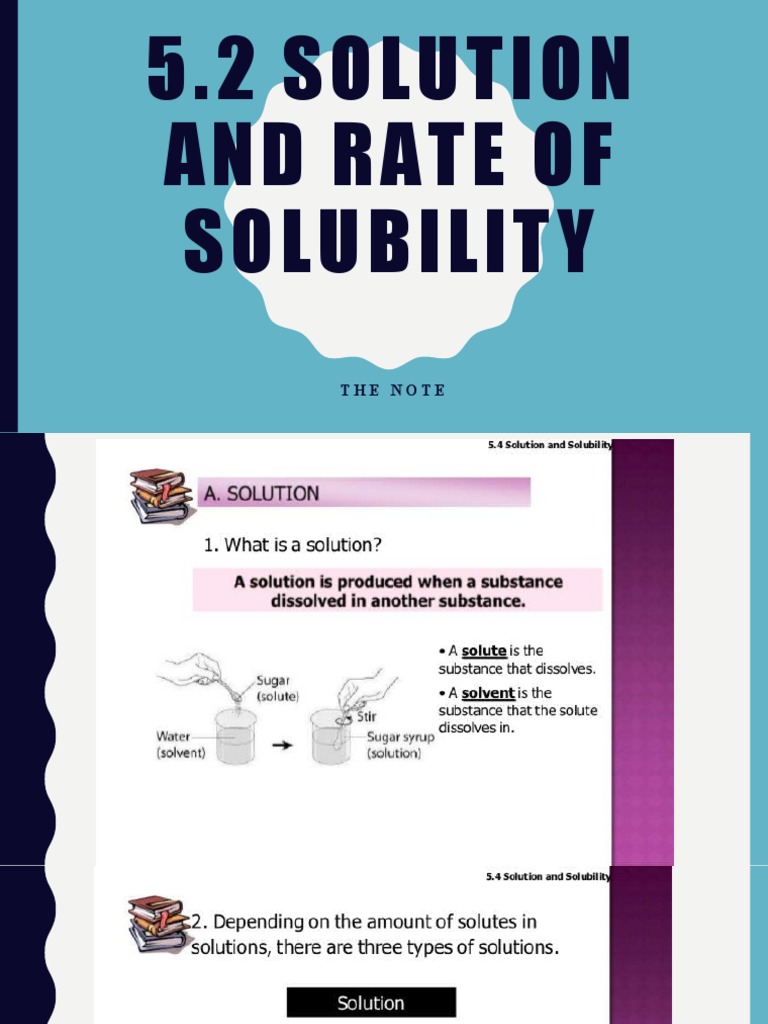 5.2 SOLUTION AND RATE OF SOLUBILITY Note | PDF