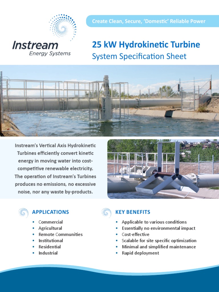 25 kW Vertical Axis Hydrokinetic Turbine System Specification Sheet: An ...