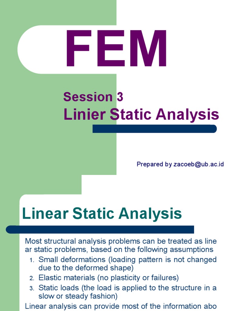 FEM3 Liniear Static Analysis | PDF | Deformation (Engineering) | Finite ...